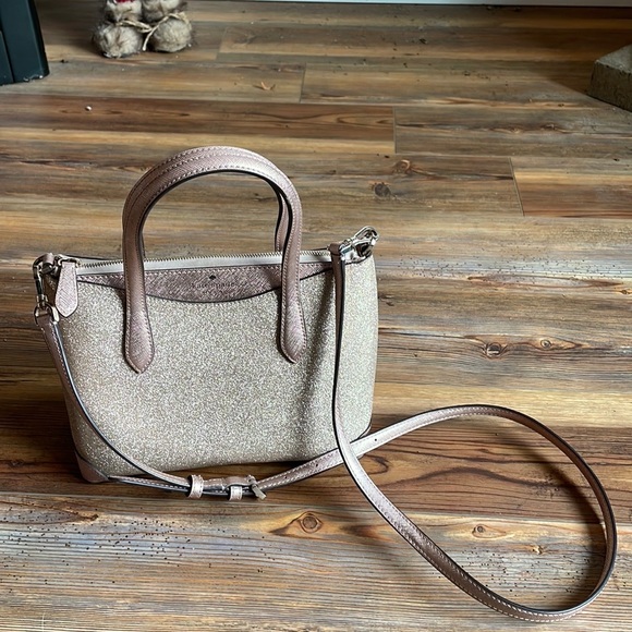 kate spade | Bags | Kate Spade Shimmy Rose Gold Glitter Crossbody ...